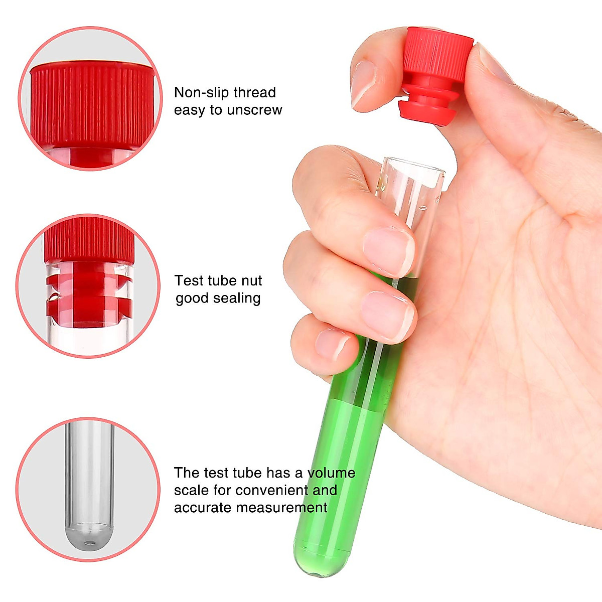 TEKEFT 2 Pack Plastic Test Tube Set with Caps and Rack Scientific Experiment Toys for Children