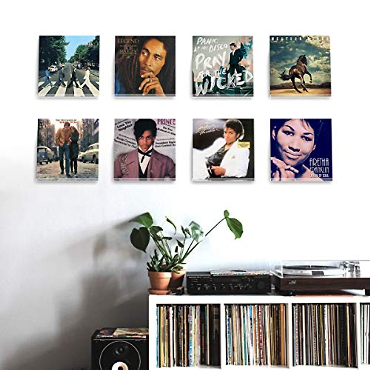 akrilex Vinyl Record Shelf Wall Mount - 8 Pack 12-inch Clear Acrylic Album Record Holder Display Rack - Art for the Records Collector