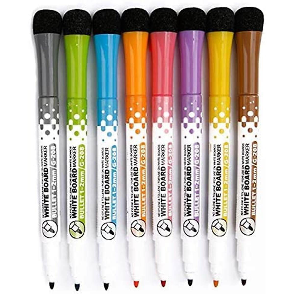 YES4QUALITY Magnetic Dry Erase Markers with Eraser Cap - 8 Pack, Fine Tip, Low Odor - White Board Markers Perfect for Dry Erase Whiteboards in the Office, Classroom or at Home