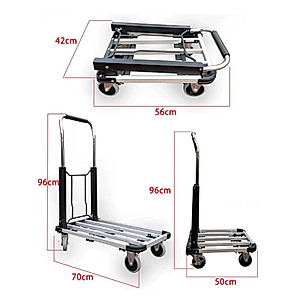 Platform Truck Flat Handtruck Aluminum Alloy Platform Truck Load 330lbs Folding Push Cart Brake Wheel Moving Dolly Cart Heavy Flatbed Cart Reliable