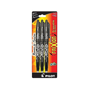 Pilot, FriXion Ball Erasable & Refillable Gel Ink Pens, Fine Point 0.7 mm, Pack of 3, Black