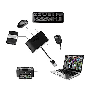 SIIG SuperSpeed 4 Port USB 3.0 Hub With 5V Power Adapter and Woven Braided USB - Powered Hub & Port Adapter