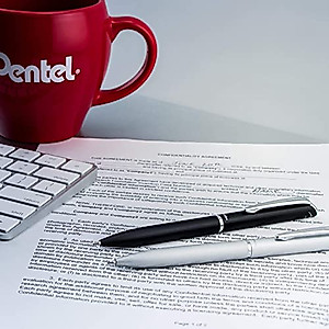 Pentel EnerGel Style Gel Pen, (0.7mm) Medium Line, Black Barrel - BL2007AABX