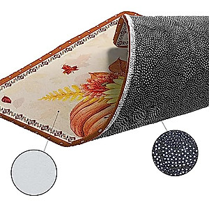 Boho Pumpkin Round Area Rug 3ft,Washable Outdoor Indoor Carpet Runner Rug for Bedroom,Kitchen,Bathroom,Living Room,Office,Area+Rug Small Bath Door Desk Floor Mat Thanksgiving Fall Southwest Sunflower