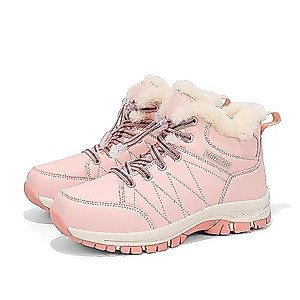 ZHNSHM Womens Winter Boots Casual Lightweight Waterproof Snow Boots Anti-Slip Fur Lined Trekking Backpacking Hiking Boots