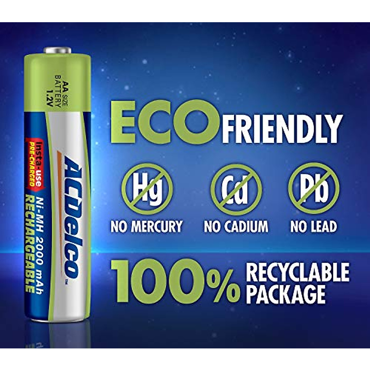 ACDelco 2-Hour Fast Battery Charger Includes AA Rechargeable Batteries and Car Adapter, 4 Count