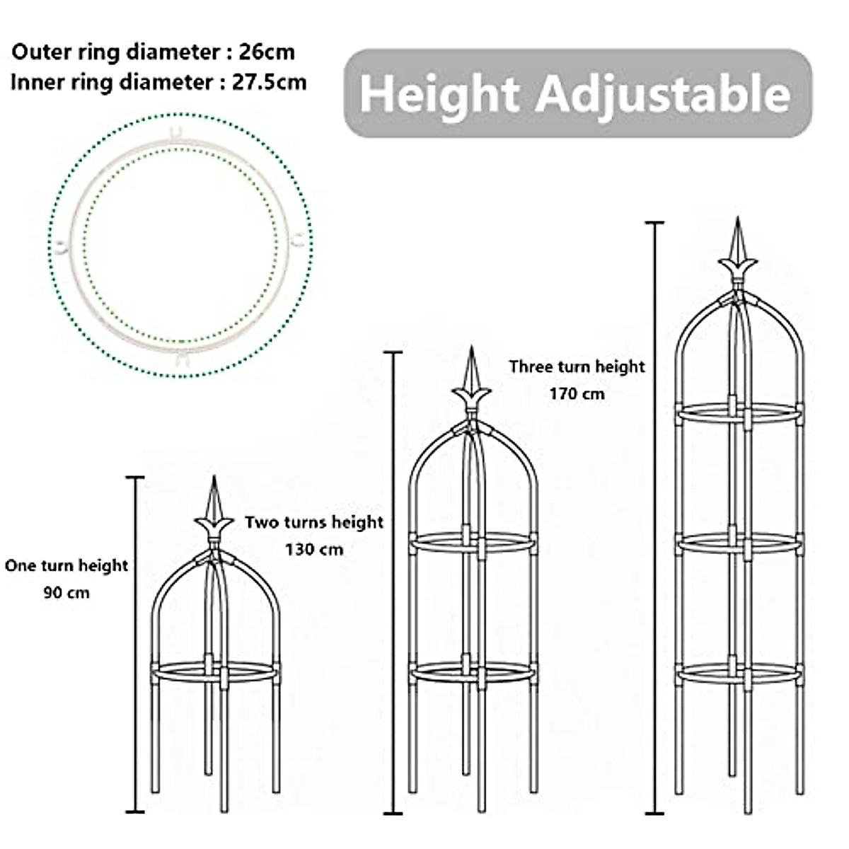 Kamansy Garden Trellis for Outdoor Climbing Plants, Trellis for Potted Plants, Wire Plants Trellis, 6 ft Tall Iron Metal Trellis Plants Trellis