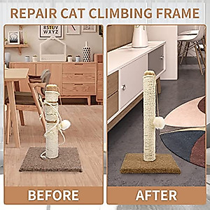 White Sisal Rope 1/4 Inch by 32-Feet for Cat Scratching Post Tree Tower Replacement Repair and Replace, DIY Hemp Twine Rope for Kittens Shelves Furniture Window Bed Perch House Climbing, 6mm by 10m