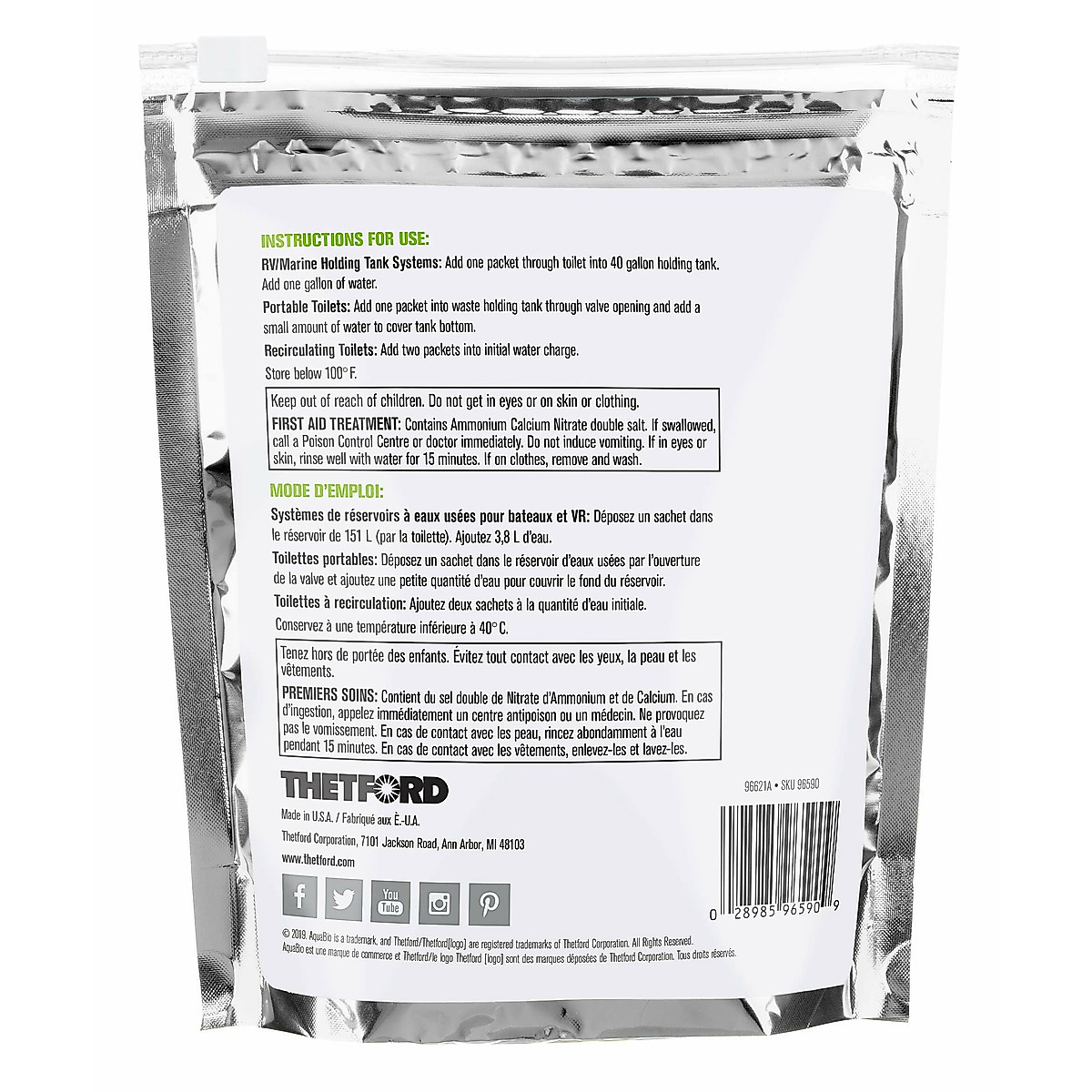 Thetford AquaBio 96590 RV Holding Tank Treatment Citrus Twist Scent, Formaldehyde Free 16 Count Toss-Ins