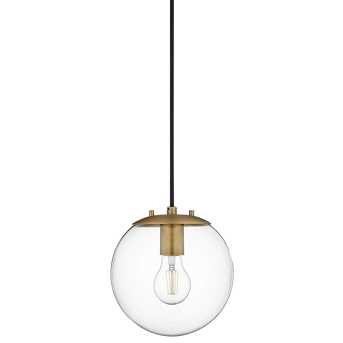 Linea di Liara Sferra Modern Large Glass Pendant Light Kitchen Island Brass Pendant Lighting Clear Glass Globe Pendant Light Mid Century Hanging Light Fixture, LED Bulb Included, UL Listed