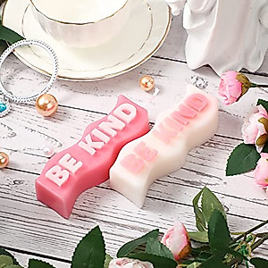 Coume 2 Pieces Aesthetic Shaped Candles Wavy Word Candle Atmosphere Trendy Minimalist Inspirational Soy Wax Geometric Scented Encouragement Gift for Home Christmas Birthday Office (Warm) White,Pink