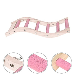 Parrot Ladder Toy Bird Wooden Ladder Bridge Parrot Exercise Climbing Ladder Cage Branch Toys for Small Conures Macaws Parakeets Parrots Love Birds Finches Pink