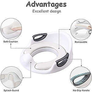 Potty Training Seat for Boys Girls Kids Toddlers Toilet Training Seat Potty Seat for Baby with Detachable Soft Cushion Sturdy Handle and Backrest
