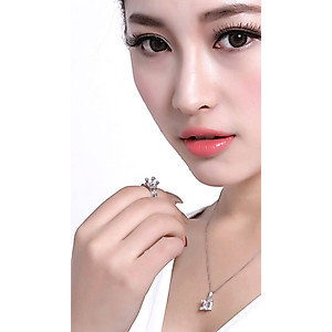 White Gold Plated Solitaire Style Eiffel Tower Ring with AAA Round Cubic Zircon Crystal Wedding Engagement Ring Fashion Jewelry for Women (7)