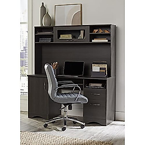 Realspace® Pelingo 56"W Desk with Hutch, Dark Gray