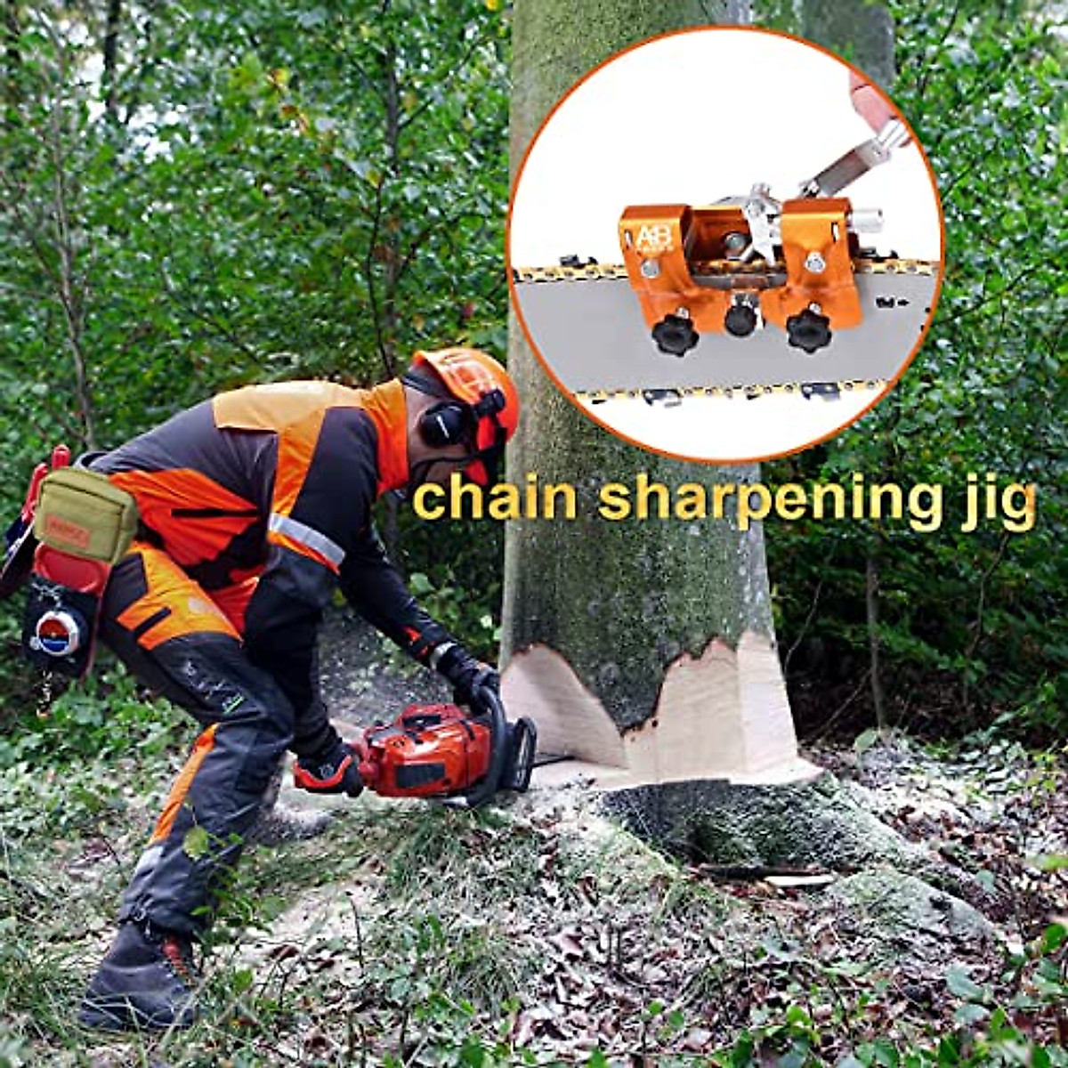 Latest Version Chainsaw Sharpening Jig, Chain Saw Sharpener Tool with 3Pcs Hard Tungsten Sharpening Burr, Universal Chain Saw Chain Sharpening Jig Kit for 4"-22" Kinds of Chain Saws and Electric Saws