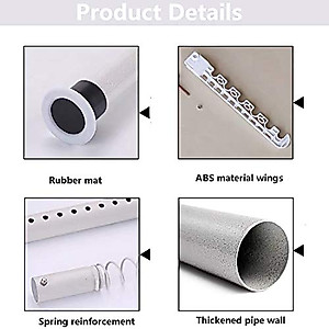 HagieNu 4-Tier Standing Clothes Laundry Drying Rack Grament Coat Hanger Organizer Floor to Ceiling Adjustable Corner Tension Pole Spce Saver- Ivory