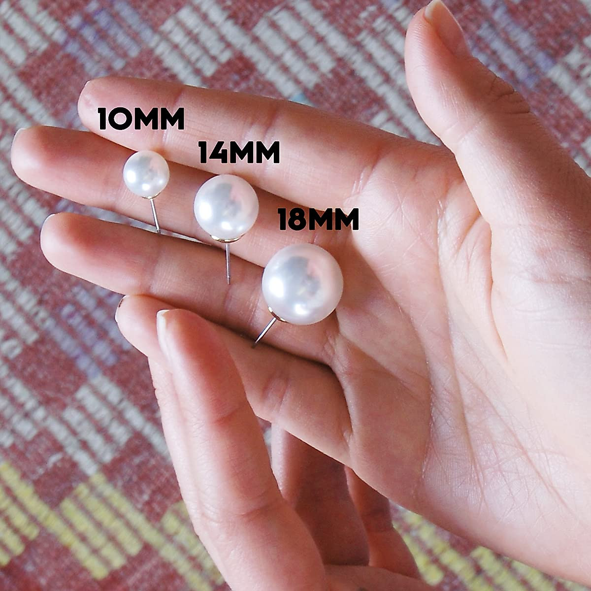 Large Pearl Earrings for Women - Big Pearl Earrings for Women Studs, Large Pearl Studs Earrings for Women, Oversized Pearl Earrings 14mm White Faux Pearl Earring Studs, Big Stud Earrings for Women