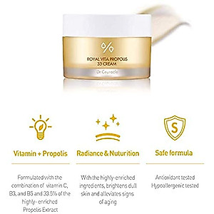 Dr.Ceuracle Royal Vita Propolis 33 Cream (50ml / 1.69 fl. oz.) - Ultimate Glow and Nourish Cream for Radiant Skin, Vitamin, Propolis, Royal Jelly Extract