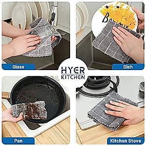HYER KITCHEN Microfiber Kitchen Dish Cloths, Super Soft Absorbent Lint Free Microfiber Dish Towels, Pack of 12, Grey