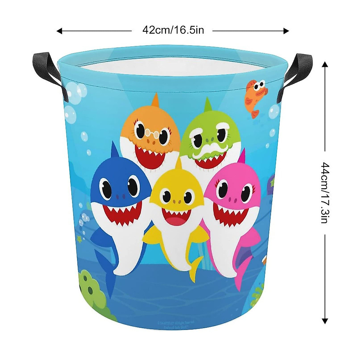 WINKO Baby S-hark Dirty Clothes Hamper Circular Waterpoor Foldable Hamper Dirty Clothes Laundry Basket Storage Bag with Durable Handle for Bedroom,Bothroom,Toys