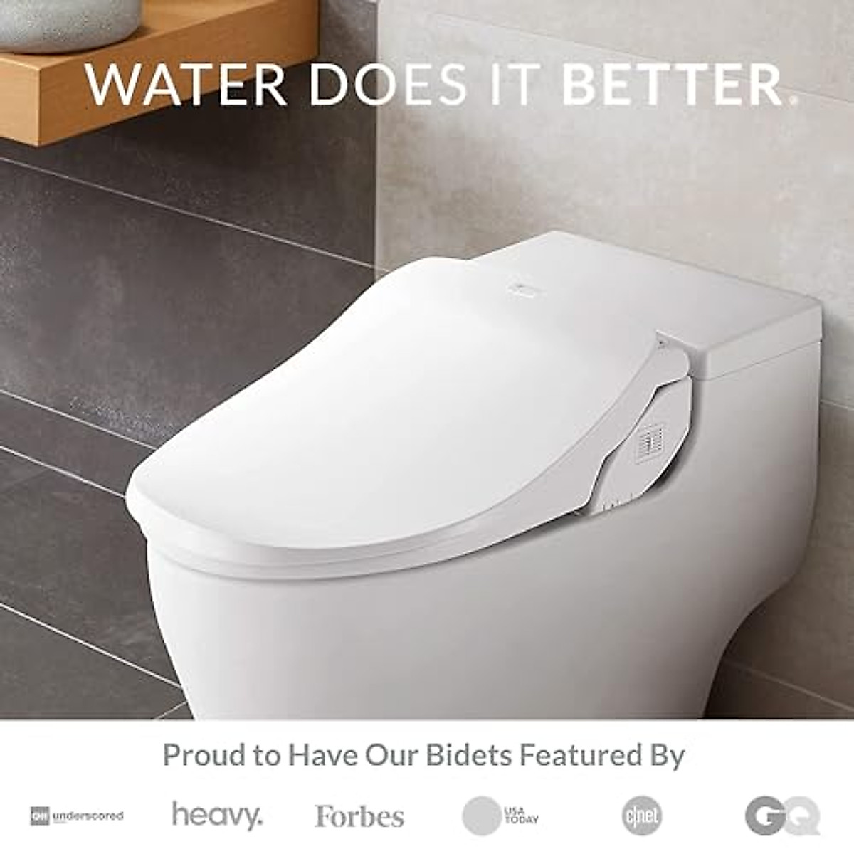 Bio Bidet Slim Two Electric Bidet Toilet Seat Round, Warm Water, Heated Seat, Night Light, Front and Rear Wash, Wireless Remote Control, White