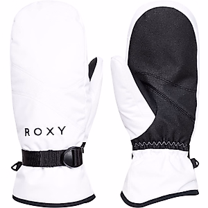Roxy Women's Jetty Solid Insulated Mittens - Warm Winter Sports Mittens with ROXY DryFlight Technology, Bright White, Large