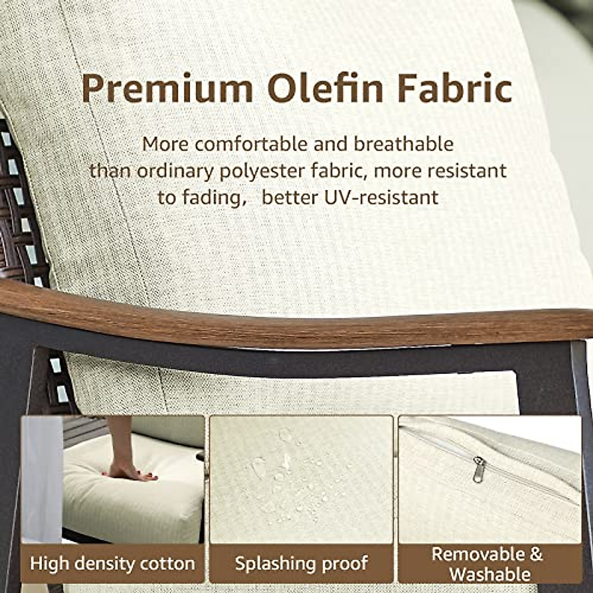 NATURAL EXPRESSIONS Patio Furniture Set,Outdoor Furniture Patio Sofa Outdoor Sectional Metal Patio Conversation Set with High Back Wicker Backrest, Loveseat & Ottoman for Balcony,Backyard,Deck