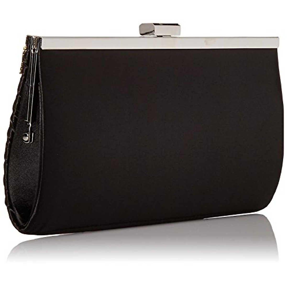 Jessica McClintock womens Jessica Mcclintock Laura Rhinestone Satin Clutch Purse Evening Handbag, Black, One Size US