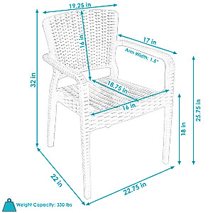 Sunnydaze Segonia All-Weather Plastic Outdoor Dining Chair - Faux Wicker Rattan Design - Commercial Grade - Black - 2 Chairs