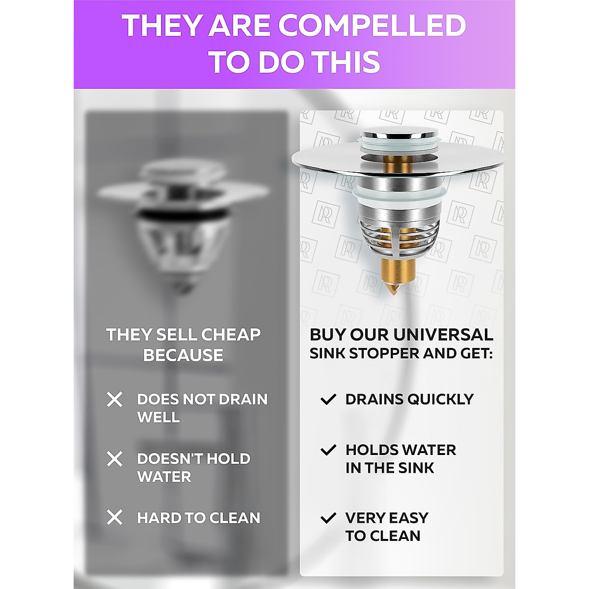 2 in 1 Bathroom Sink Stopper Replacement - 1.06"-1.65" Pop Up Drain Stopper - Universal Sink Drain Stopper with Anti-Clogging Filter Basket - Bathroom Sink Plug for Basin Drain Holes