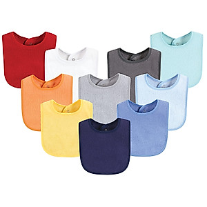 Hudson Baby Unisex Baby Drooler Bib with Waterproof Lining, Blue Red, One Size