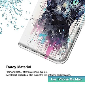 Elgzigok Wallet Phone Case for iPhone Xs Max with Cat Print-aa142 - Stylish and Functional PU Leather-Free Smartphone Case with Card Holder