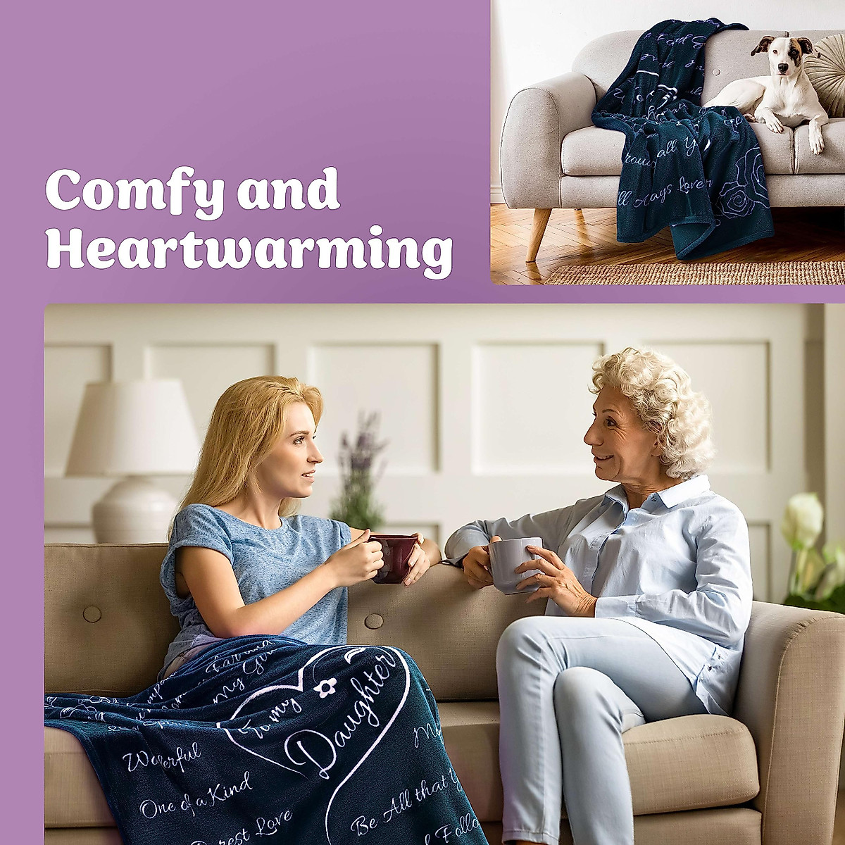 Daughter Gifts, Christmas Gifts for Daughter, Daughter Gift, Birthday Gifts for Daughter, to My Daughter Blanket from mom, Adult Daughter Gifts from Dad, Throw Blanket 65” x 50” (Blue)