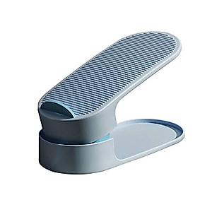 BESPORTBLE Shoe Slots Organizer Adjustable Shoe Stacker Double Deck Free Standing Shoe Rack Holder Closet Space Saver Storage Units for Easy Shoes Storage Display Blue Vertical Shoe Rack