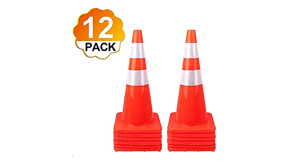 28" Traffic Cones 12-Pack - Durable Parking & Traffic Safety Cones