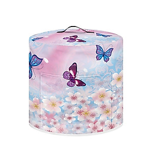 Psesaysky Floral Butterfly Rice Cooker Cover Easy Cleaning Dustproof Electric Pressure Cooker Covers S Size Small Appliance Covers for Kitchen Counter Fingerprint Protection Durable