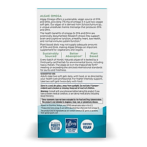 Nordic Naturals Algae Omega - 90 Soft Gels - 715 mg Omega-3 - Certified Vegan Algae Oil - Plant-Based EPA & DHA - Heart, Eye, Immune & Brain Health - Non-GMO - 45 Serving