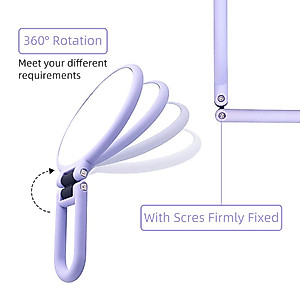 Dolovemk Travel Makeup Mirror with Stand,Suspended Makeup Mirror,Hand Mirrors with Handle Double Side,Travel Folding Hand Held Mirror 15x Magnification(Purple)