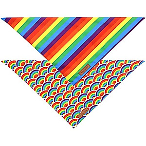Realeaf Pride Dog Bandanas 2 Pack, LGBT LGBT+ Rainbow Scarves Bibs for Dogs, Premium Durable Fabric, Triangle Reversible Bandana for Small Medium Large and Extra Large Dogs Pets (Pride Day, X-Large)