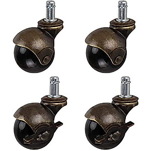 Furniture Castors,Swivel Caster Wheels,Industrial Castor Wheels Heavy Duty Ball Caster Stem 2" 50mm Set of 4 Load Capacity 75KG / 165 Lbs (4) with Metal Sockets Replacement Vintage Antique-A