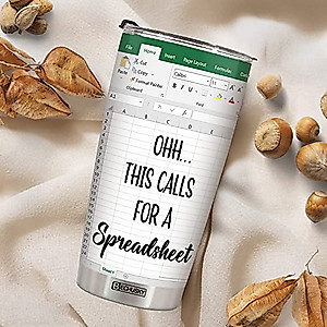 BECHUSKY Accountant Gifts Spreadsheet Tumbler, Accountant Gifts Spreadsheet For Boss Tumbler 20OZ - Gifts Coffee Mug For CPA Nerd Family Men Women Coworker Christmas