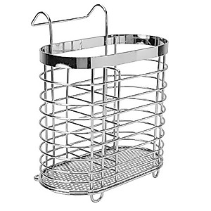 Cabilock Stainless Steel Utensil Drying Rack Basket Holder with Hook No Drilling Chopsticks Holder Spoon Fork Drainer Fork Basket Flatware Hanging Rack