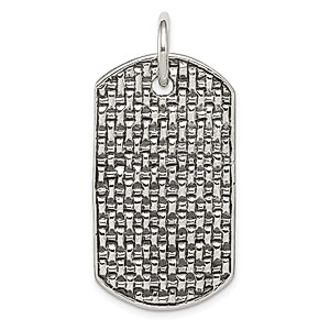 Solid 925 Sterling Silver Dog Tag Pendant Charm - 43mm x 21mm