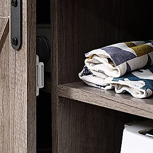 HOMCOM Sideboard Buffet Cabinet, Accent Kitchen Cabinet, Coffee Bar Cabinet with Sliding Barn Door and Adjustable Shelf for Living Room, Gray