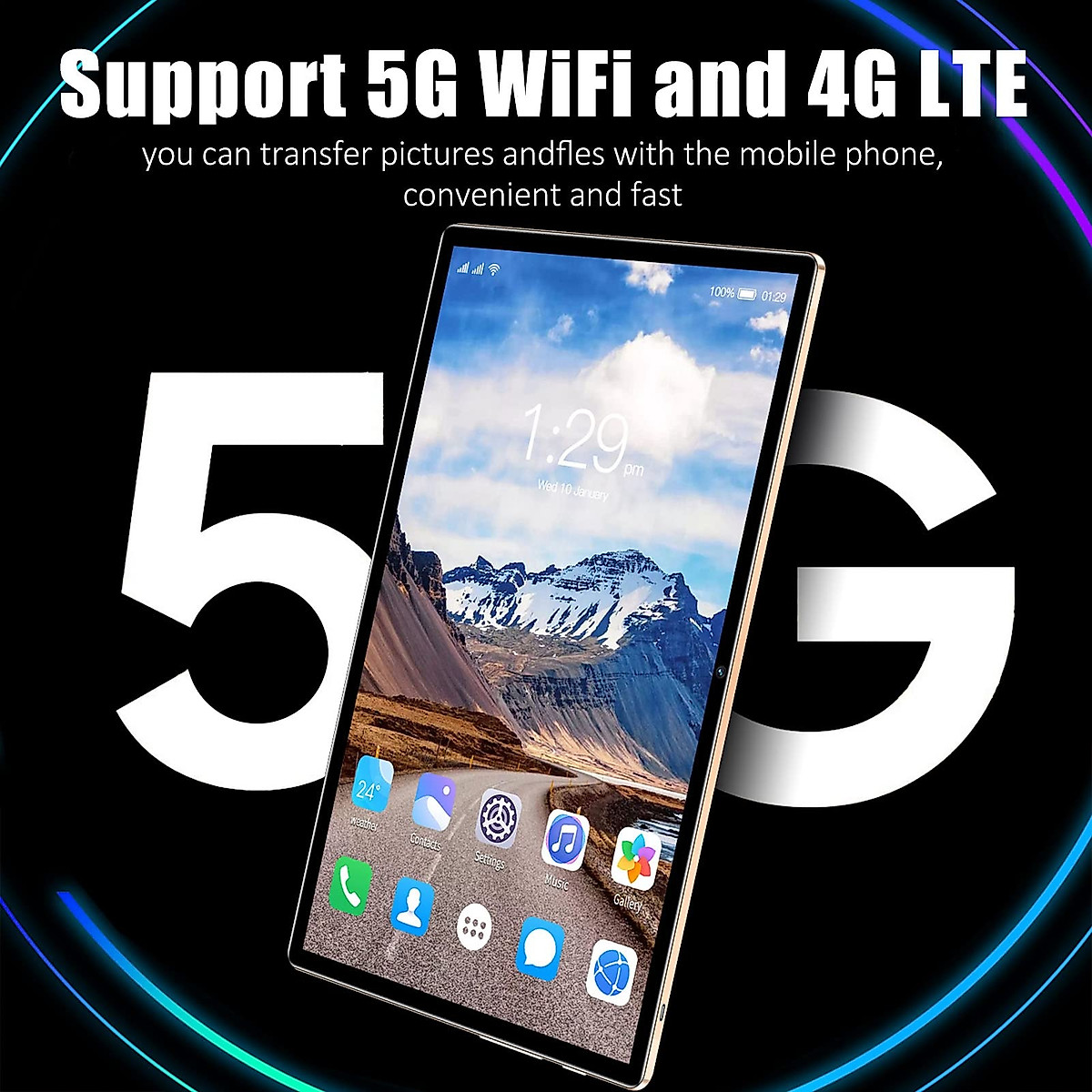 CUIFATI 10.1 Inch Tablet 6GB RAM 128GB ROM 1960x1080 HD Touch FHD Screen Octa Core Dual Camera 7000mAh Battery 5G WiFi 4G LTE Tablet Set with Case Keyboard (US Plug)