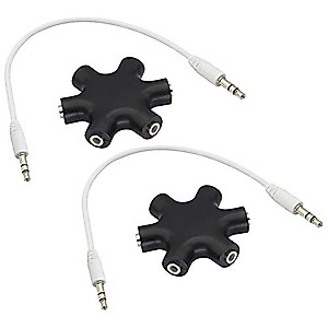 zdyCGTime Headphone Splitter, 3.5mm Stereo Audio Headset Adapter 3.5mm 6-Port Music Sharer, 3.5mm 6 Port Female Headphone Splitter Audio Connector with 3.5mm M/M TRS Stereo Plug Cable(Black)