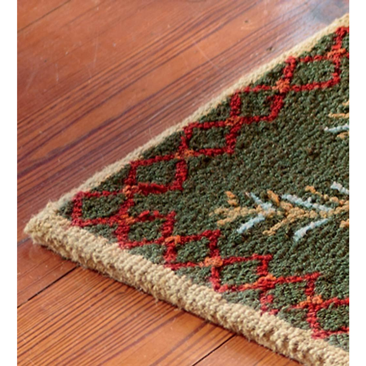 Plow & Hearth 2'x4' Hooked Pine Cone Fireproof Hearth Rug |100% Wool Fireplace Mat | Protect Home Décor Hardwood Floor and Carpet from Sparks and Embers Wood Stove