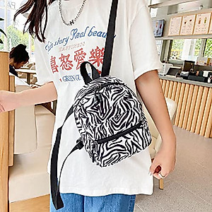 ZEHO Mini Backpack for Teens Small Cute Backpack for Women Girls Lightweight Fashion Small Canvas Daypack, Zebra Print