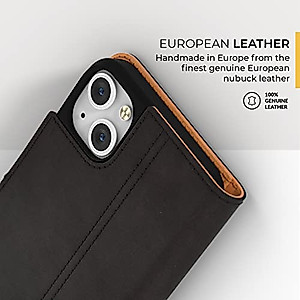 Snakehive iPhone 14 Plus Leather Case | Genuine Leather Wallet Phone Case with Card Holder | Flip Folio Case/Cover with Stand | Compatible with iPhone 14 Plus | (Black)